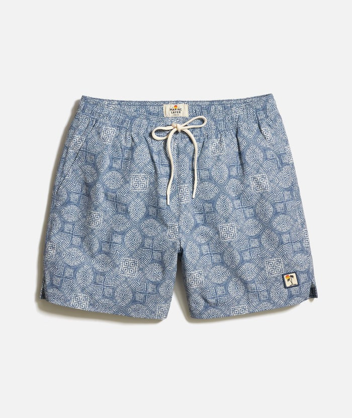 Mechanical Stretch 6" Swim Trunk - Blue Tile – Nell